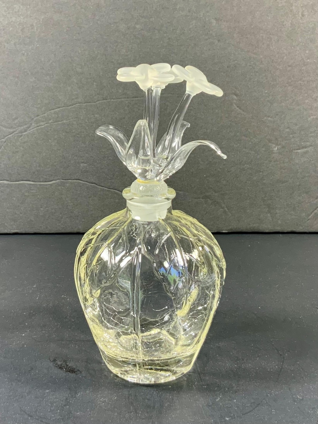 Vintage FLOWER PERFUME BOTTLE Sarin or Frosted Glass Flowers ...