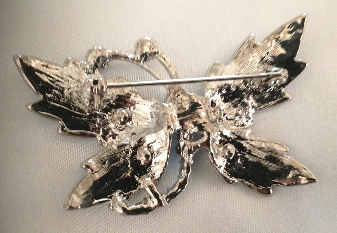 Vintage Silver Rhinestone Butterfly - Etsy