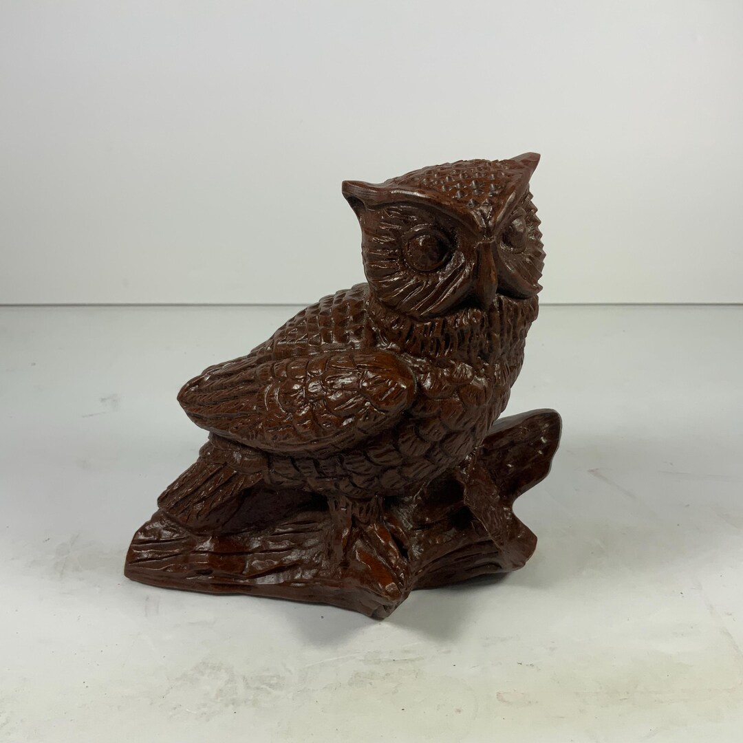 Vintage RED MILL OWL, Pecan Wood Figurine, Sculpture, Red Mill Mfg ...