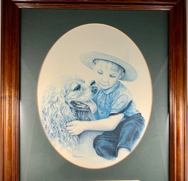 Vintage AMISH BOY and DOG. by Artist Alice Mceachern - Etsy