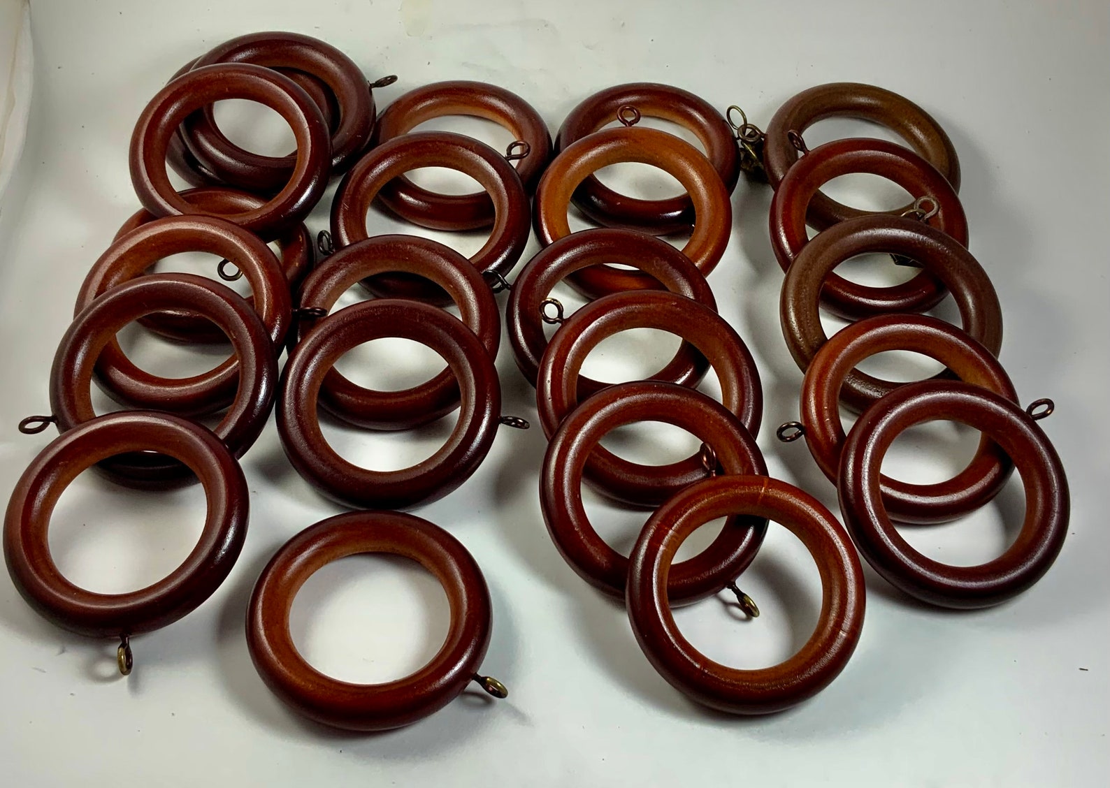 Vintage WOOD DRAPERY RINGS set of 9 - Etsy