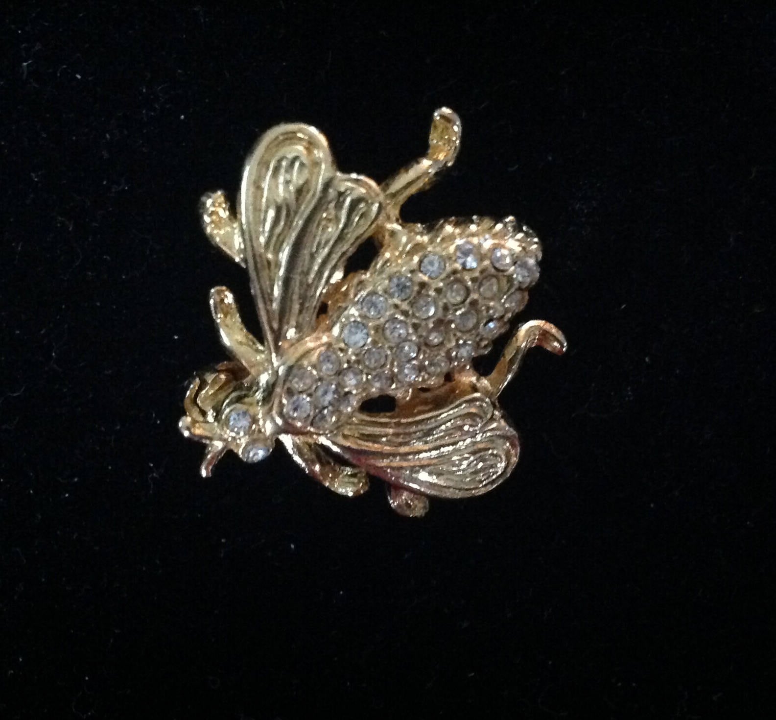 Vintage BEE/BUG BROOCH With Clear Rhinestones | Etsy