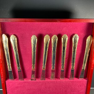 Vintage PRESCOTT STAINLESS STEEL Flatware, 24 Kt Gold Plated, (46 Pc ...