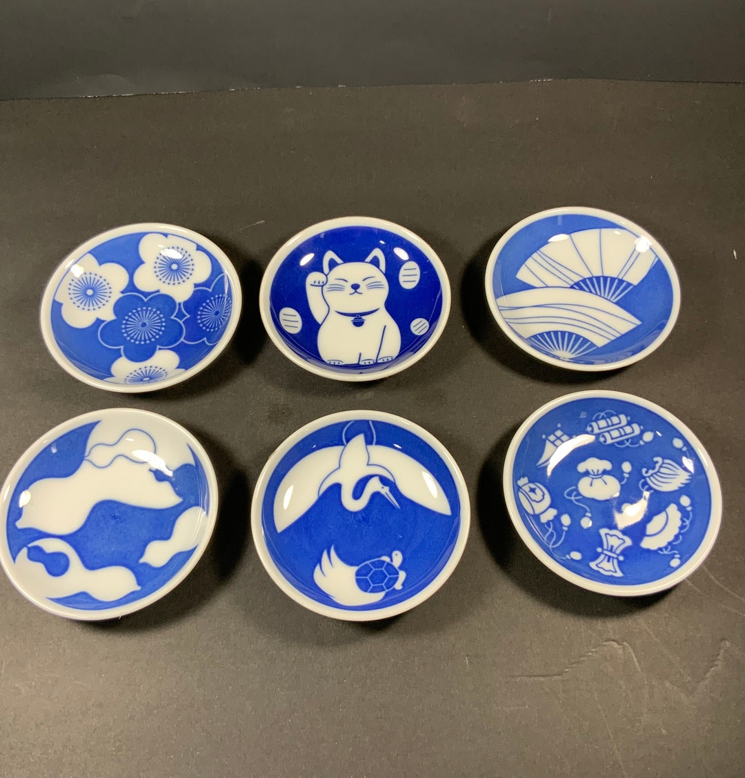 Vintage JAPANESE LUCKY PLATES, Mini Dishes, Representative of Japanese ...