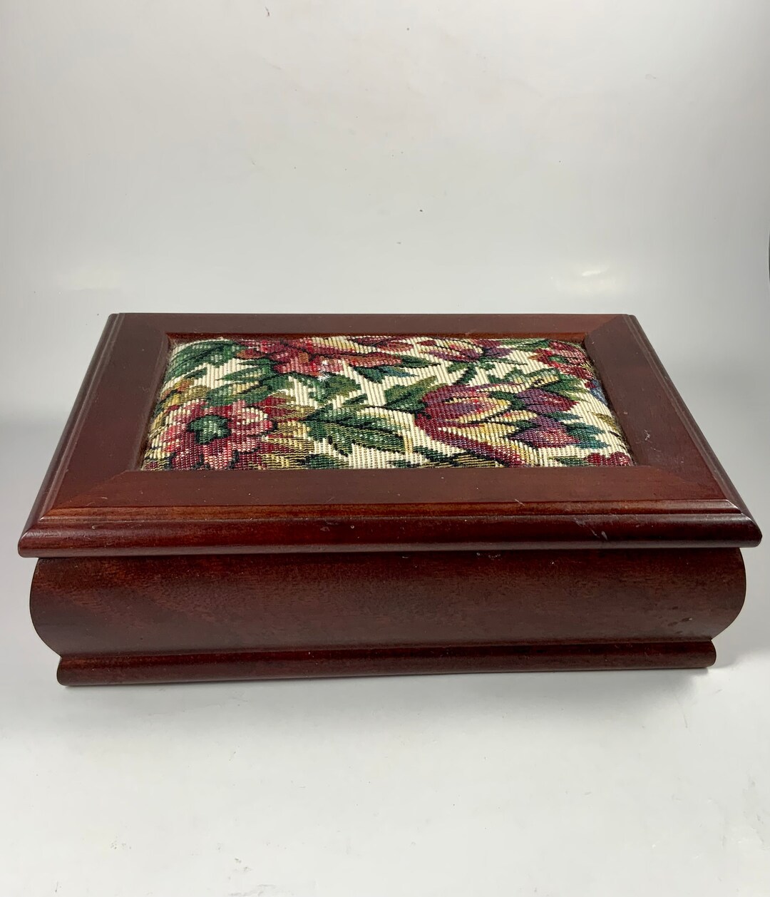 Vintage WOODEN TAPESTRY BOX, Jewelry, Trinket, Vanity, Decor - Etsy
