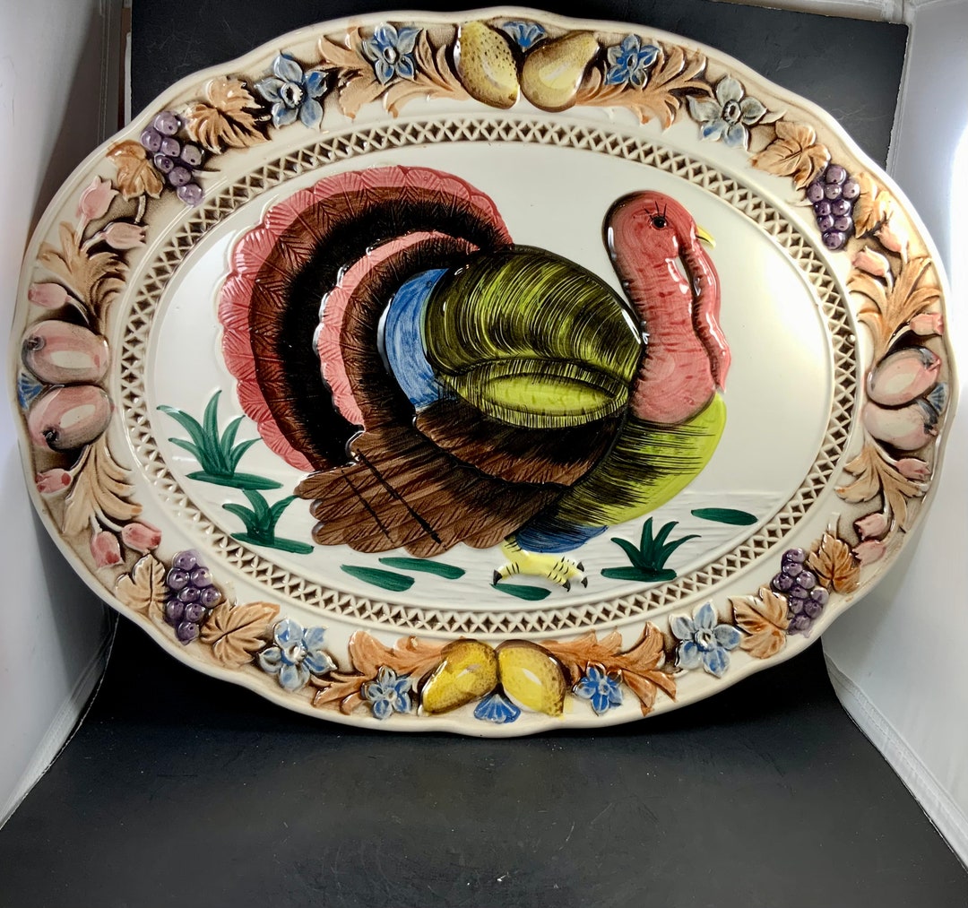 Antique/vintage DECORATIVE TURKEY PLATTER, Thanksgiving, Holiday ...