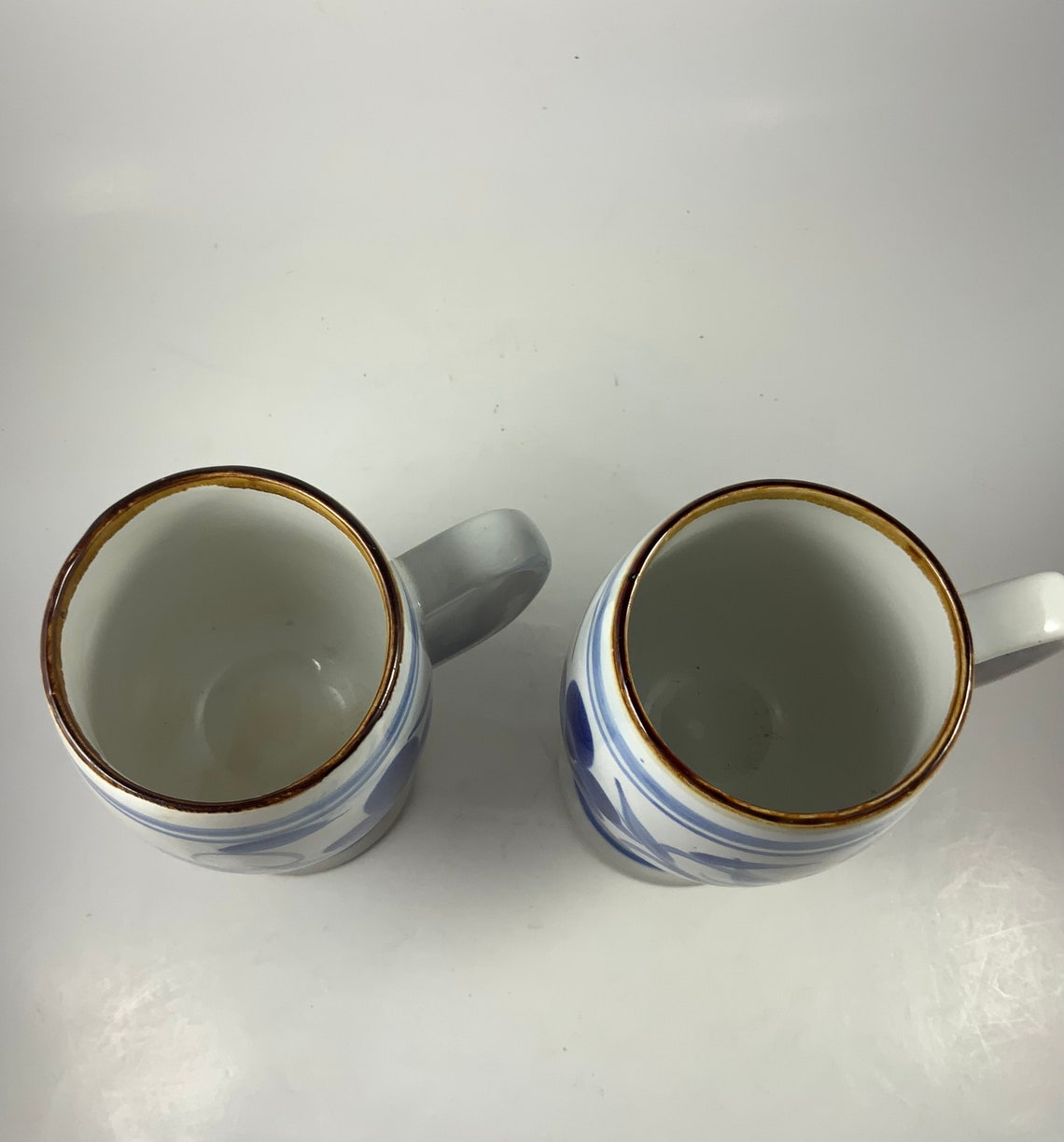 Vintage FLORAL STONEWARE MUGS, Blue,& White Mugs, Italian, Drinkware ...