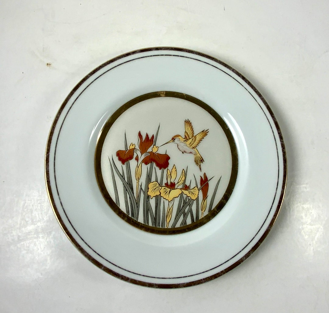 Vintage HUMMINGBIRD CHOKIN PLATE, Mini Plate, Decor, Gold, Collectables ...