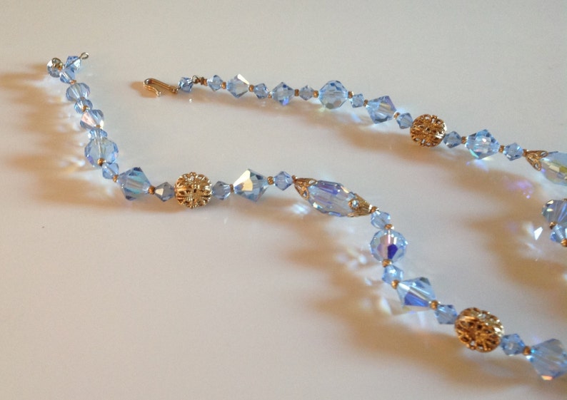 Vintage 1940's Ice Blue A B Crystal Drop Necklace | Etsy