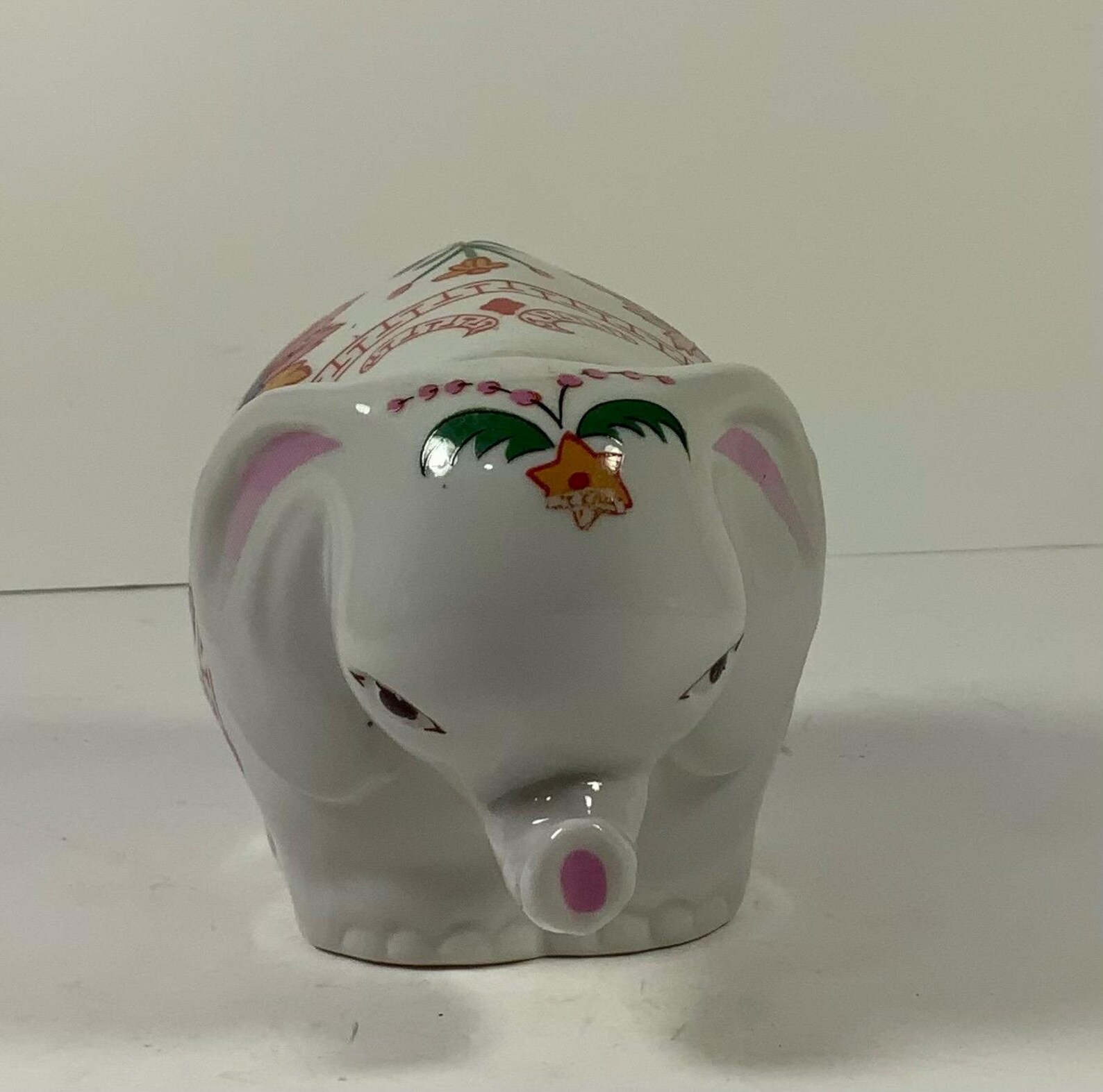 Vintage ELEPHANT COVERED DISH Trinket Dish Candleholder Decor Pink ...