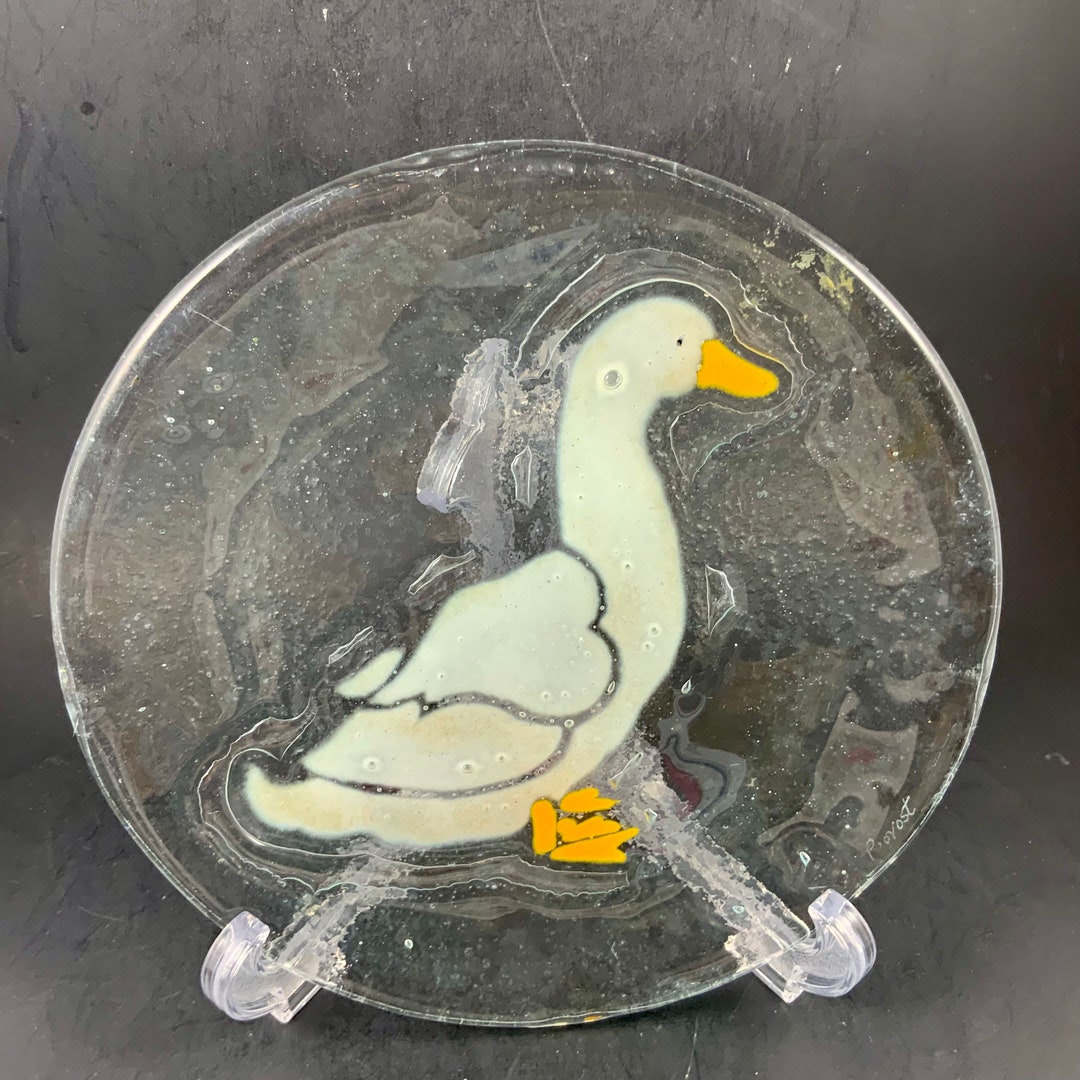 Vintage DUCK PLATE, FUSED Glass, Decor, Farm House, Country, Animals - Etsy