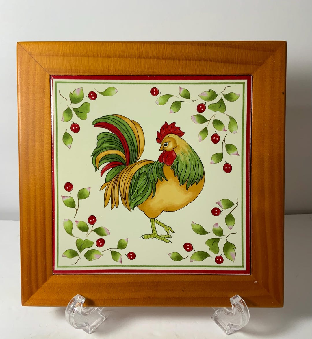 Vintage ROOSTER TILE, TRIVET, Hot Plate, Wall Art, Wall Hanging, Royal ...
