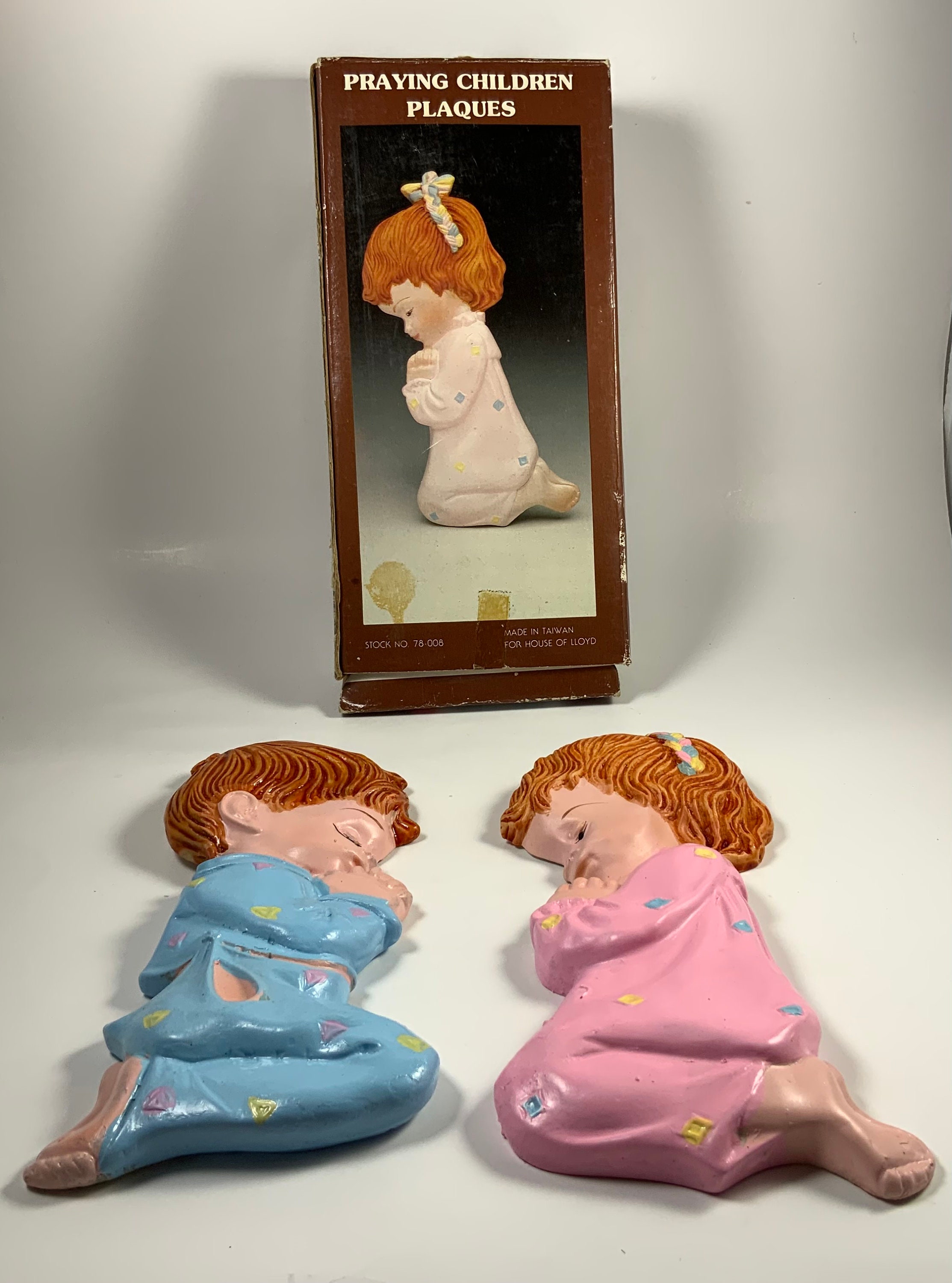 Vintage PRAYING CHILDREN PLAQUES House of Lloyd Boy and - Etsy