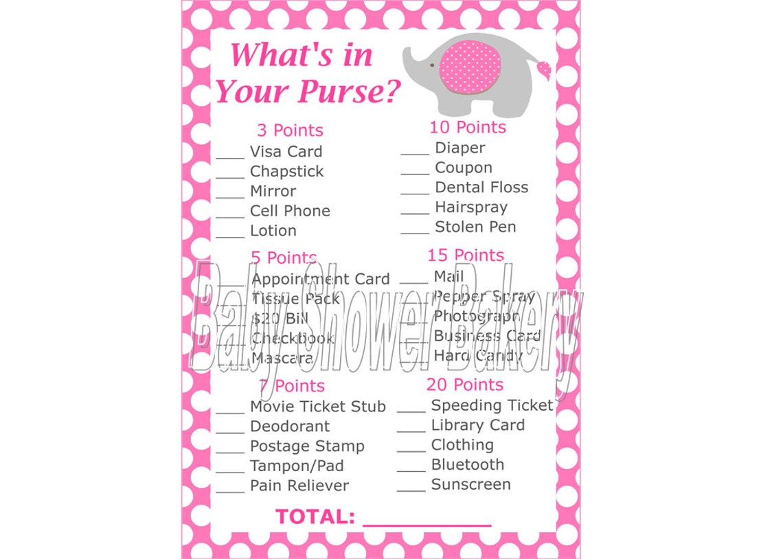 Elephant Baby Shower Game for Girl Pink Elephant Theme Baby - Etsy