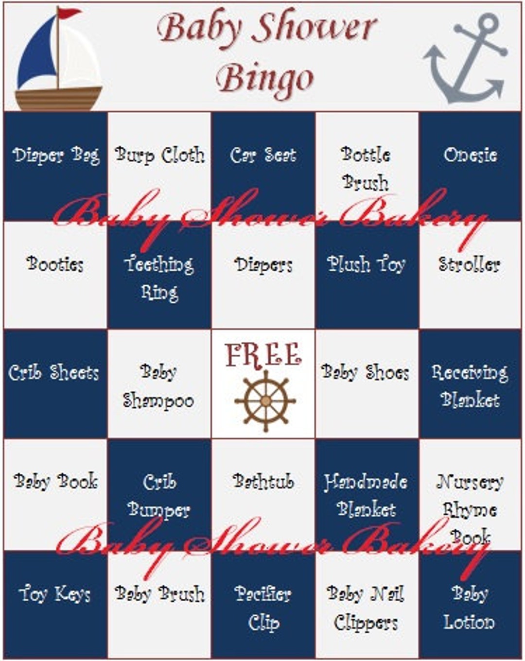 Nautical Baby Shower Game Nautical Baby Shower Bingo - Etsy