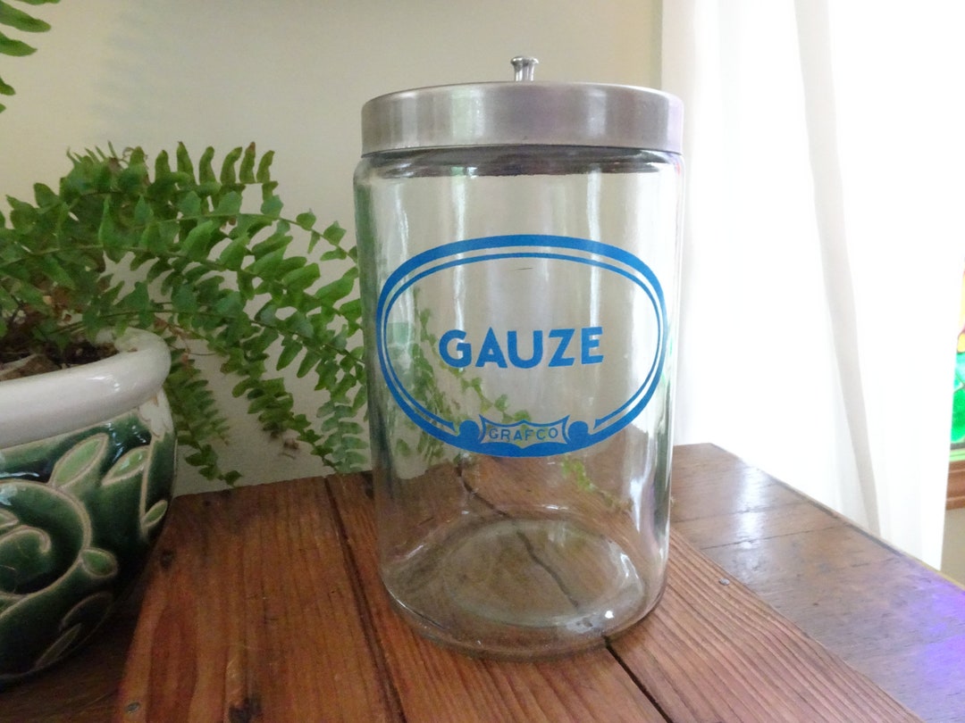 Vintage, Grafco, Gauze, Medical Jar Apothecary Container Dark Blue ...