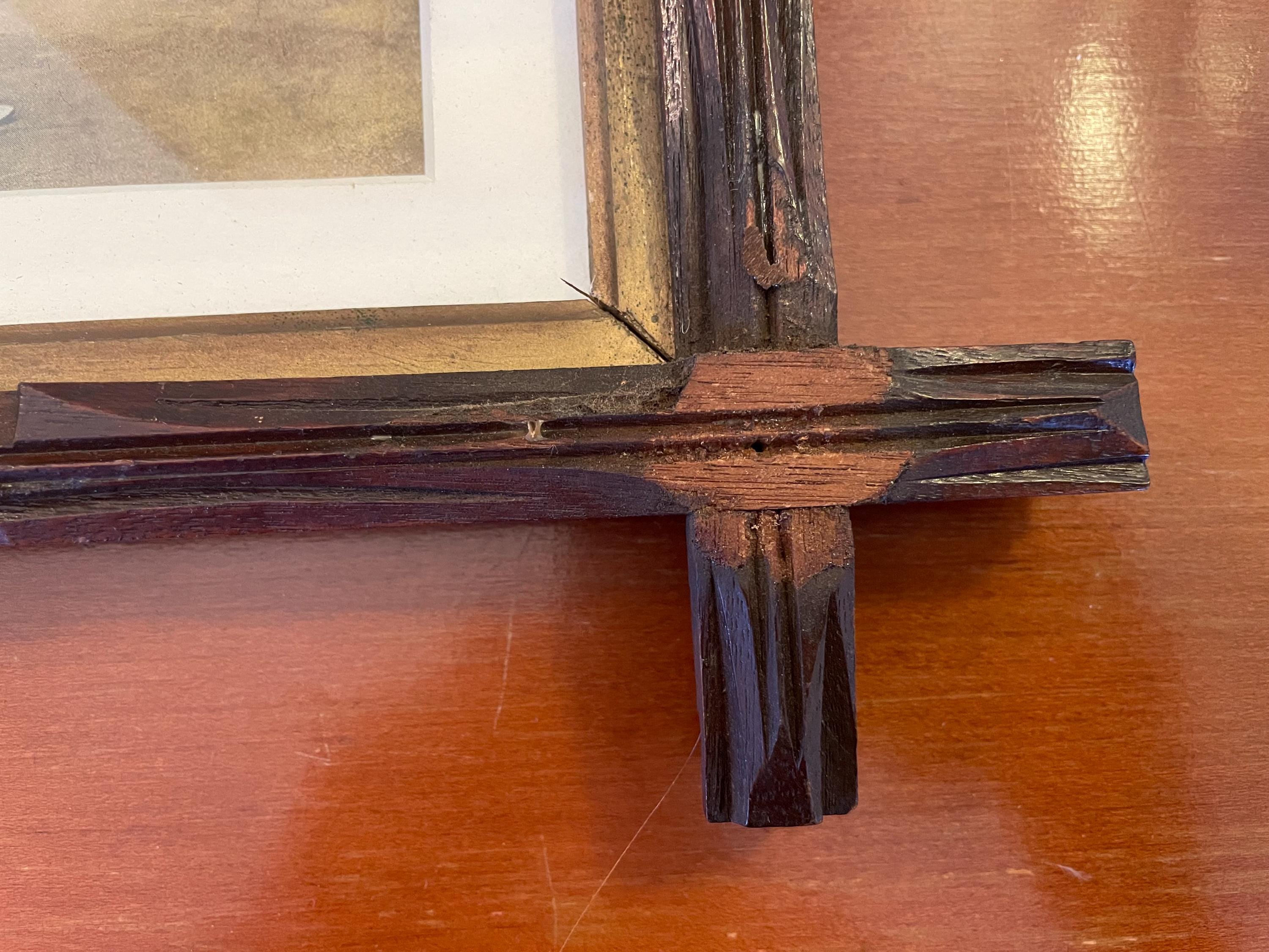 Antique/vintage Adirondack Frame With Pastoral Print- Wood Frame With ...