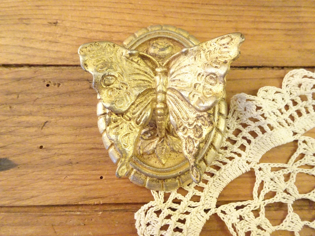 Beautiful, Vintage, Waverly Studios Cast Iron Butterfly Door Knocker 1920s, Cabbage Roses ...