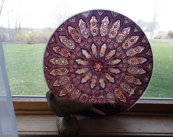 Vintage, Pilgrim Glass Silhouette Server-gump’s Stained Glass Plate ...