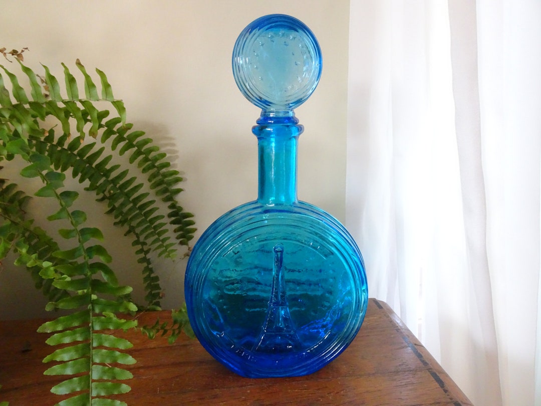 Pretty, Vintage, Blue Glass, Paris Decanter- With Original Topper ...
