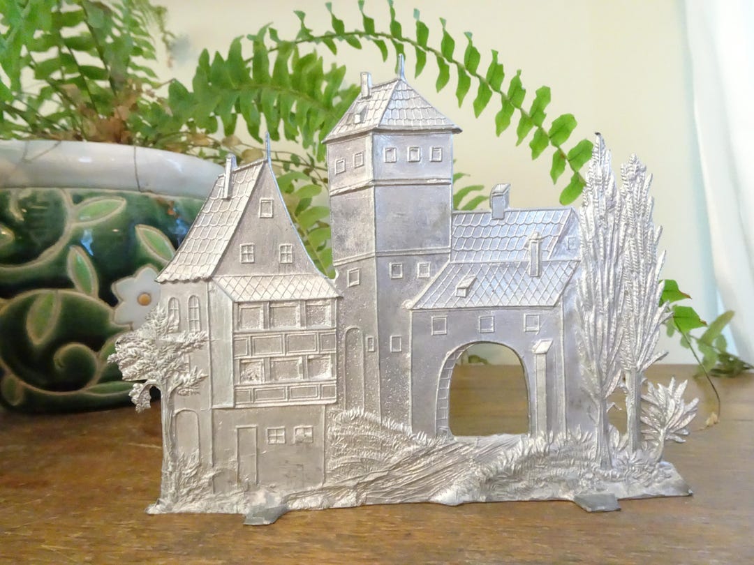 Interesting, Vintage, Tin Flat Castle Miniature- Cast Tin/pewter ...