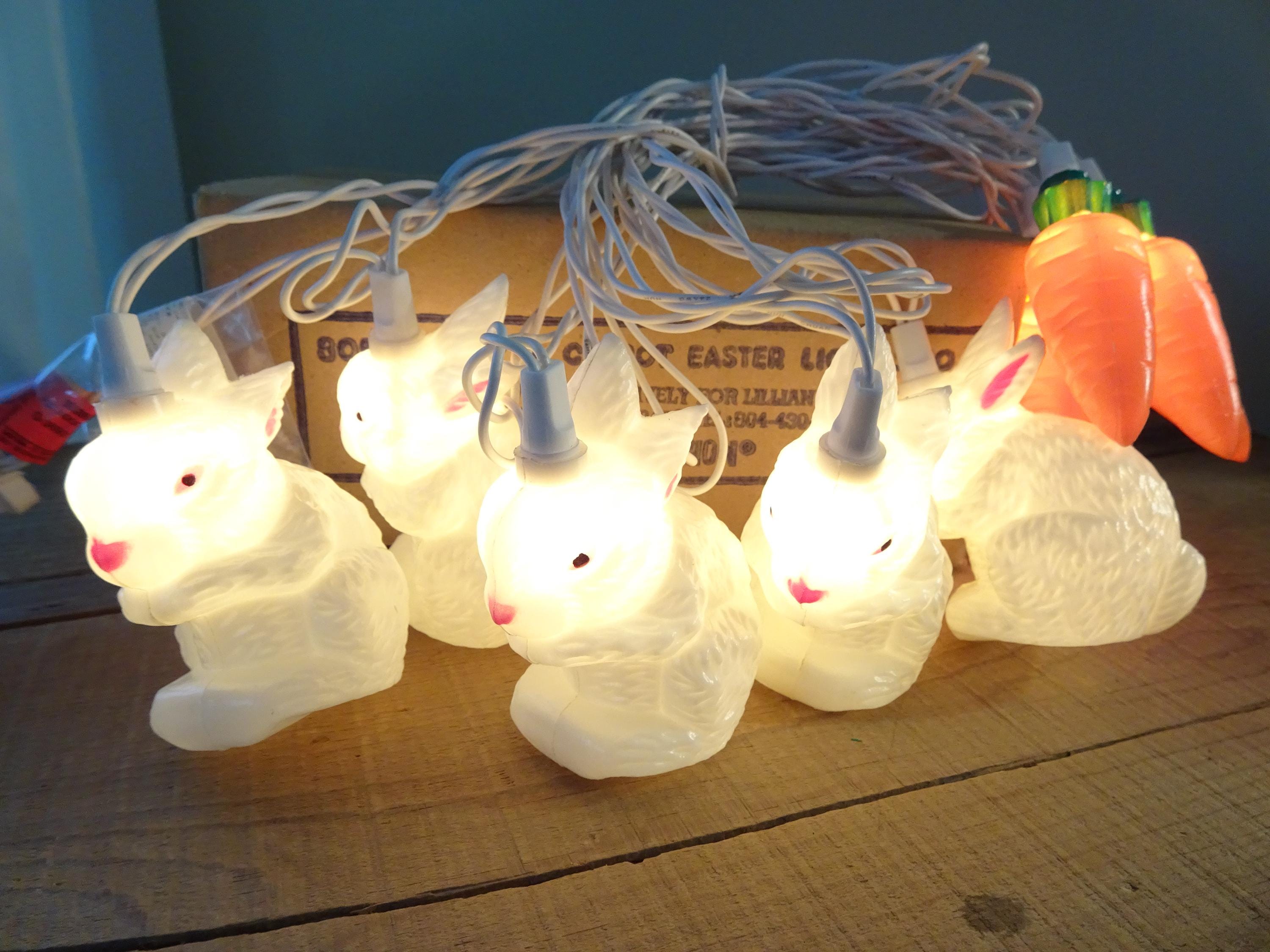 Plastic Bunny and Carrot String Lights- Lilian Vernon- Original Box ...