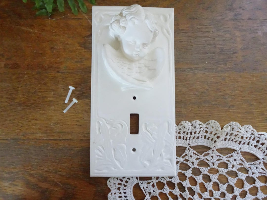 Amazing, Vintage, Cherub Light Switch Cover White Plaster Angel, Baby ...