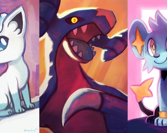 Alolan Vulpix Garchomp Shinx Prints - Etsy