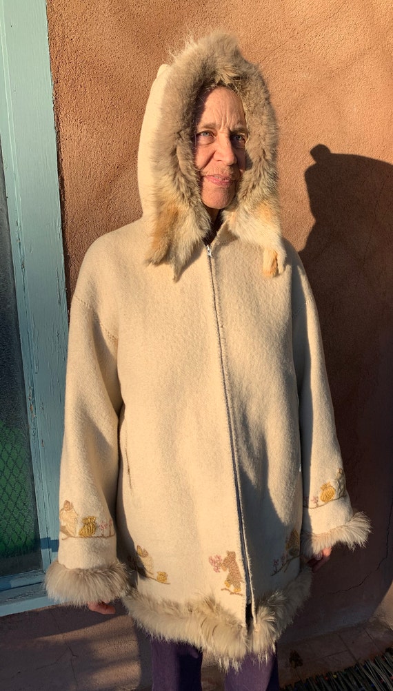 Women's First Nations Boiled Wool Parka with Fur Trim… - Gem