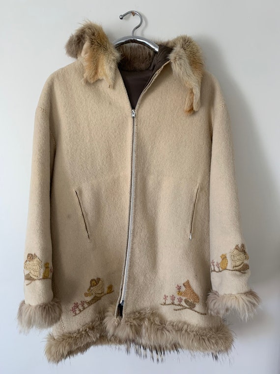 Women's First Nations Boiled Wool Parka with Fur Trim… - Gem