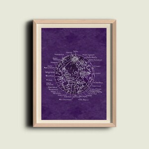 Poster Map of the Moon / Lunar Surface Astronomy Print / - Etsy