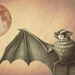 Halloween Print Poster Bat at Night Mixed Media Digital Collage Altered ...