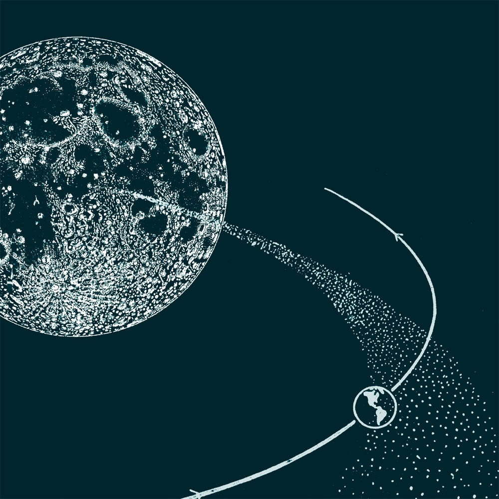 Moon and Earth Poster Print Wall Art Teal - Etsy