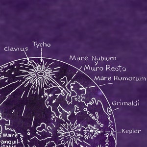 Poster Map of the Moon / Lunar Surface Astronomy Print / - Etsy