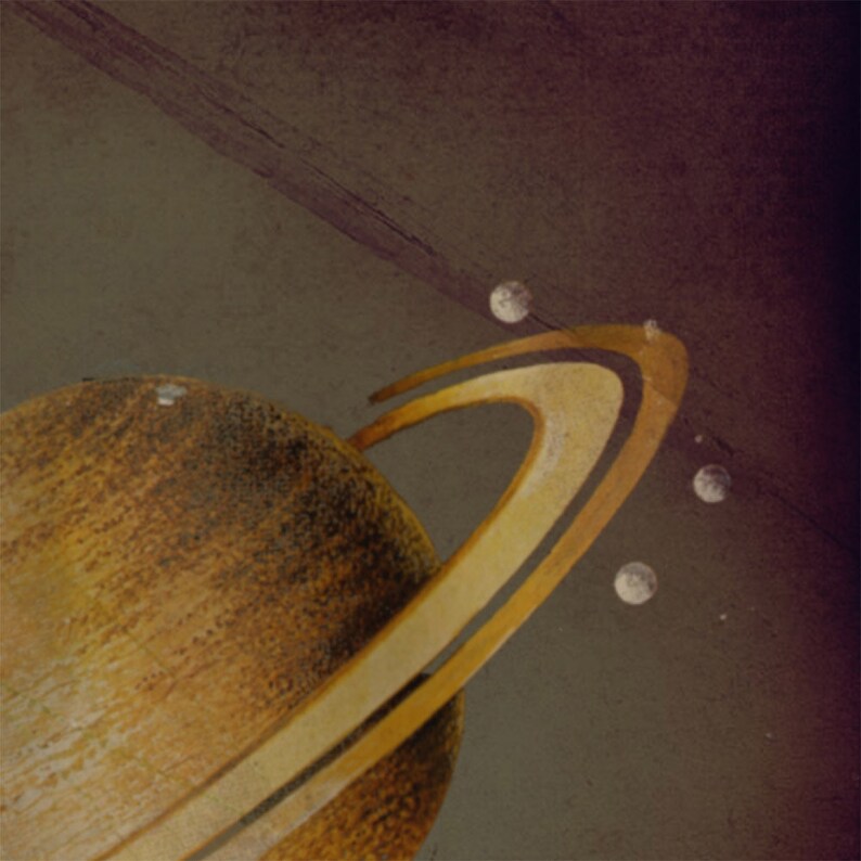 Vintage Style Print Looking at Saturn Wall Art Home Decor - Etsy