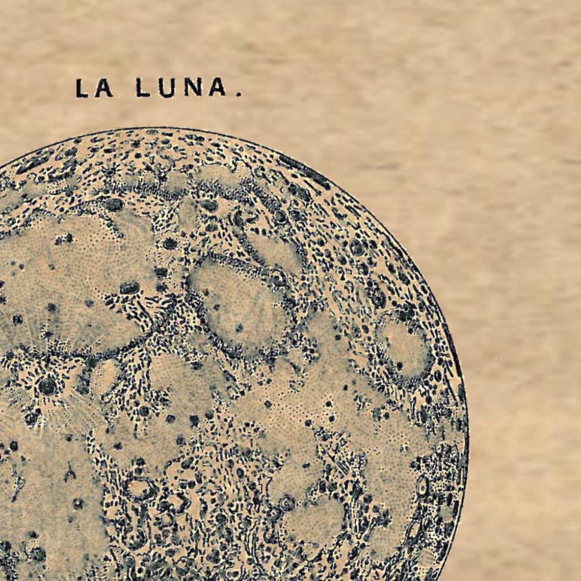 Full Moon la Luna Print Recovered Vintage Image to - Etsy UK