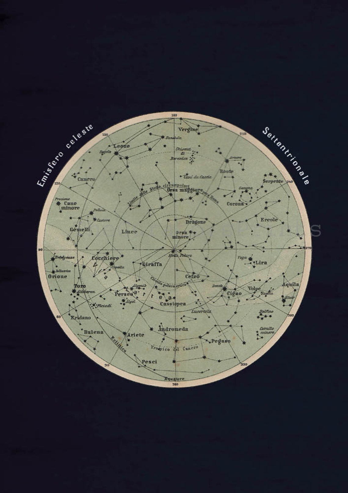 Antique Celestial Sphere Print Astronomy Chart Northern - Etsy