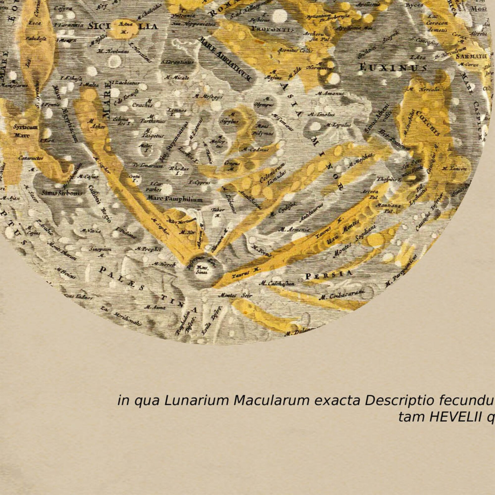 Astronomy Print Poster Lunar Maps Atlas Coelestis Tabula Selenographica ...