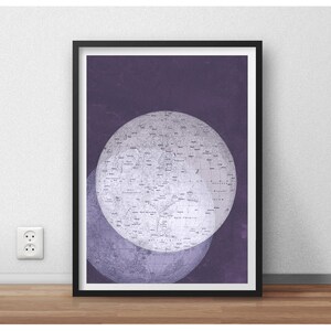 Poster Vintage Two Moons Violet Full Moon Print Image to Frame - Etsy