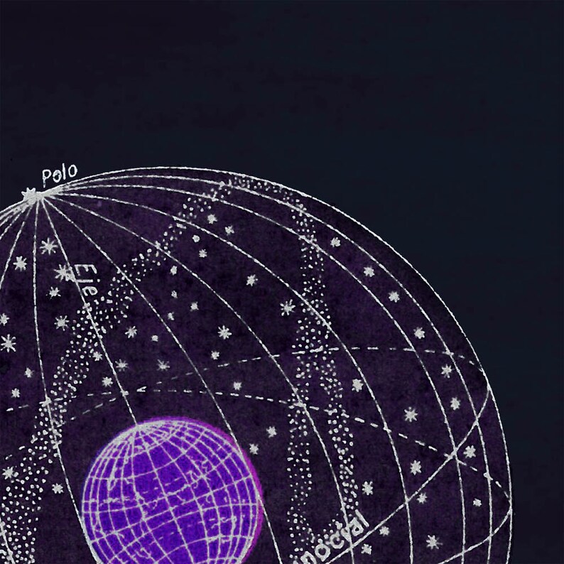 Astronomy Print Antique Celestial Sphere Terrestrial Globe Sky - Etsy