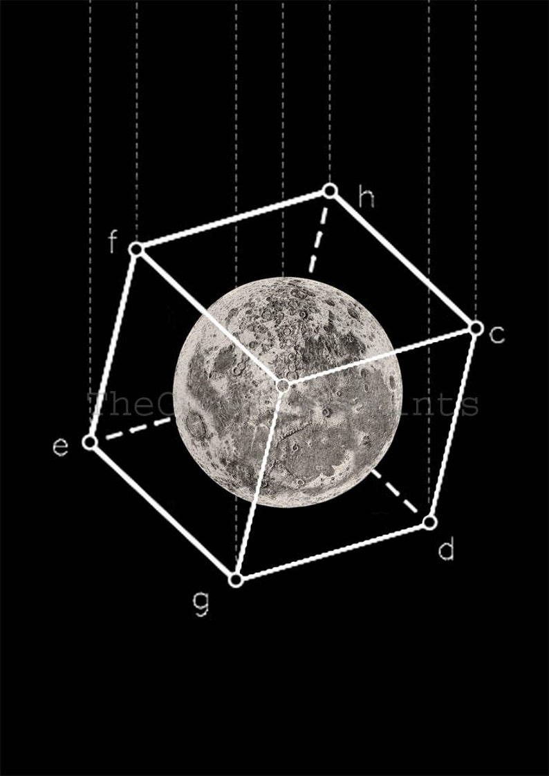 Poster Full Moon in the Box Geometric Art Print Black and - Etsy