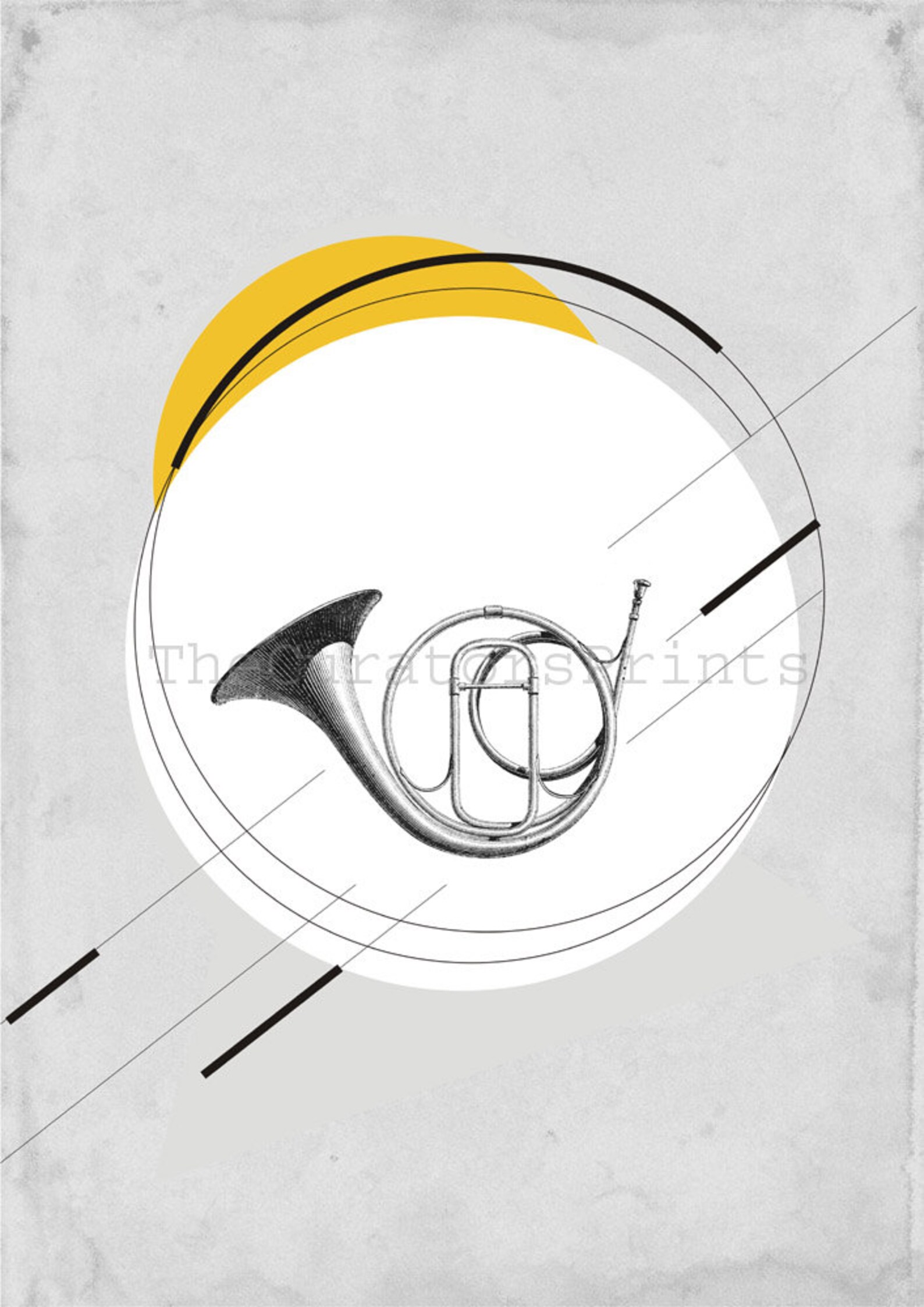 Large Art Print Musical Post Horn - Etsy