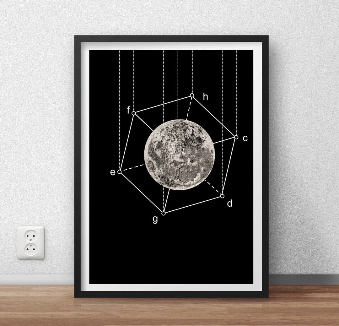Poster Full Moon in the Box Geometric Art Print Black and - Etsy