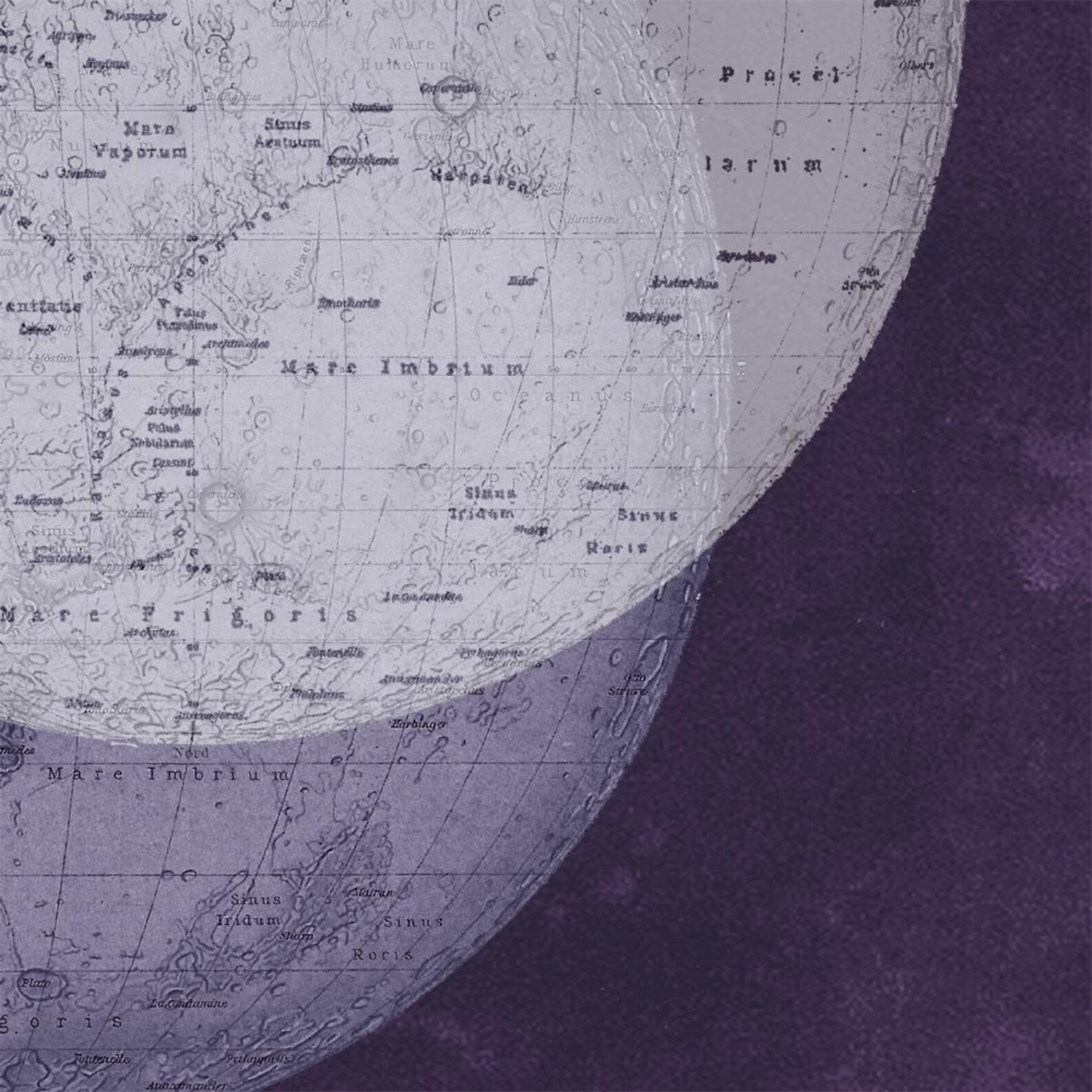 Poster Vintage Two Moons Violet Full Moon Print Image to Frame - Etsy ...