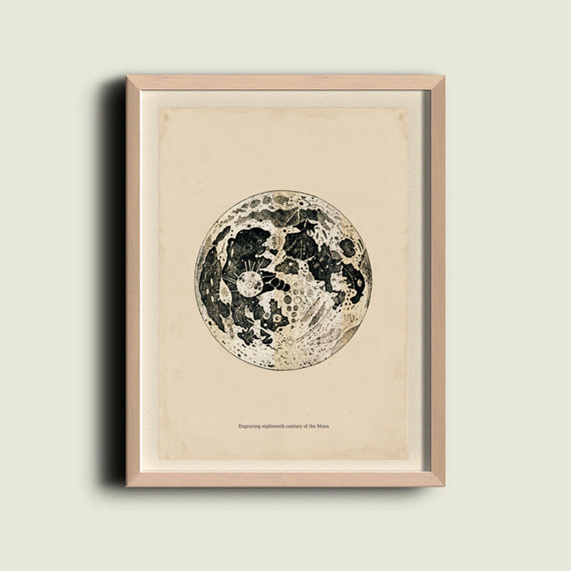 Astronomy Print Antique engraving of the Moon Recovered | Etsy