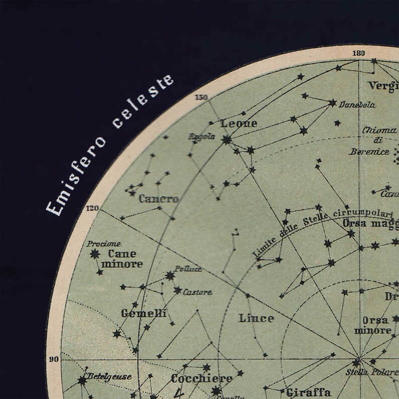 Antique Celestial Sphere Print Astronomy Chart Northern - Etsy