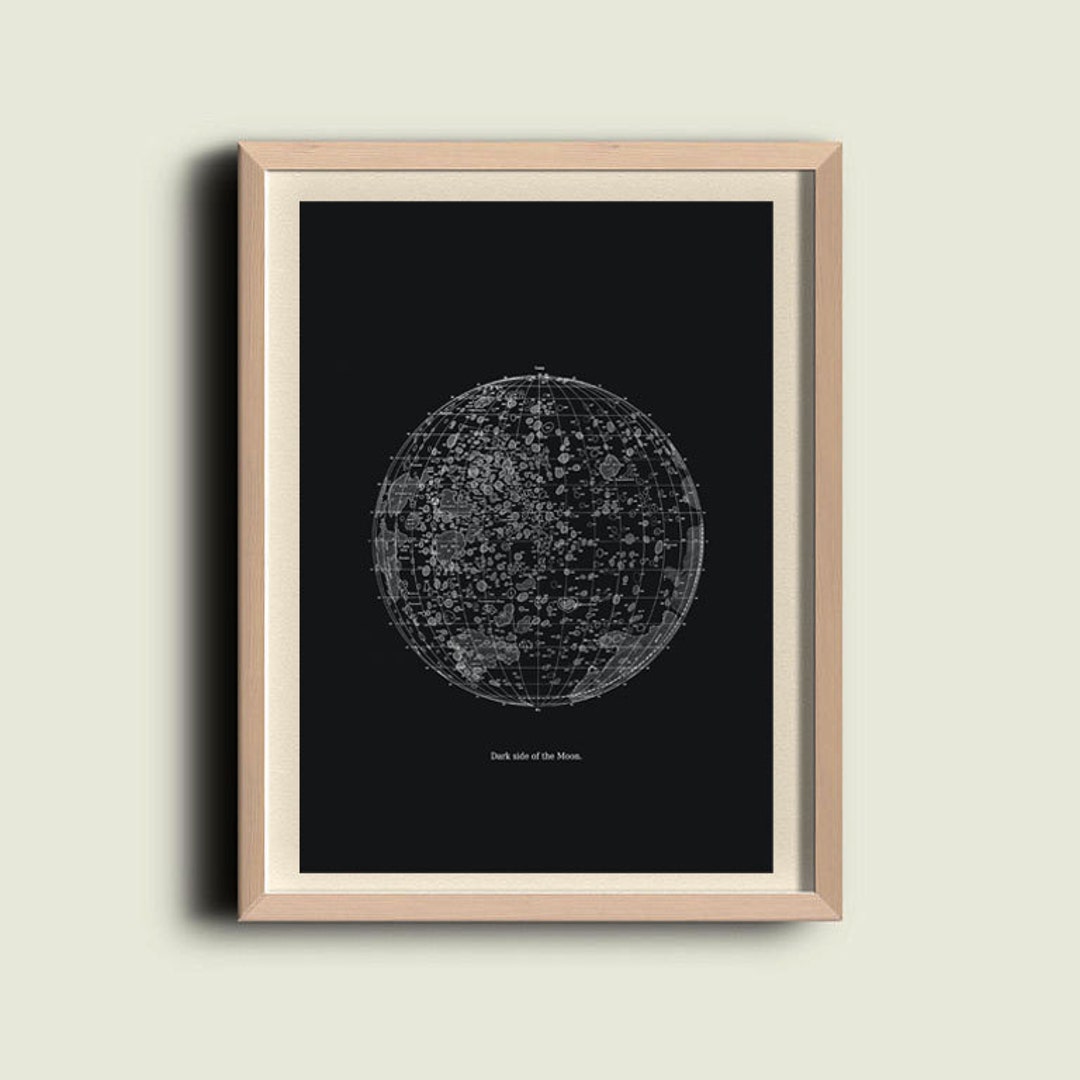 Moon Print Vintage Image Dark Side of the Moon - Etsy