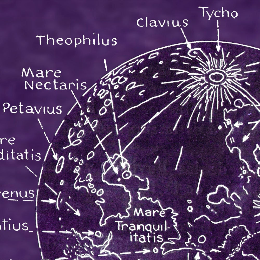 Poster Map of the Moon / Lunar Surface Astronomy Print / - Etsy