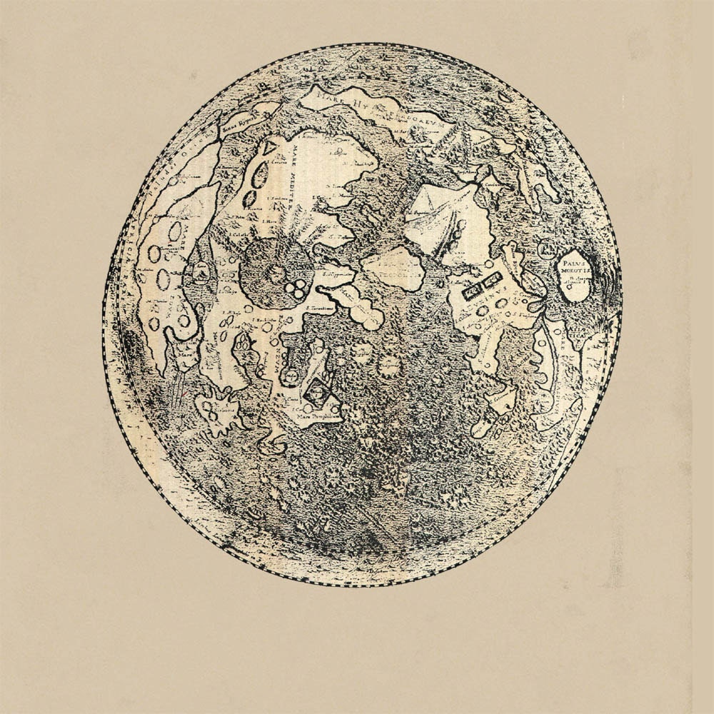 SET of Drawings of the Moon Astronomy Print Vintage Image | Etsy