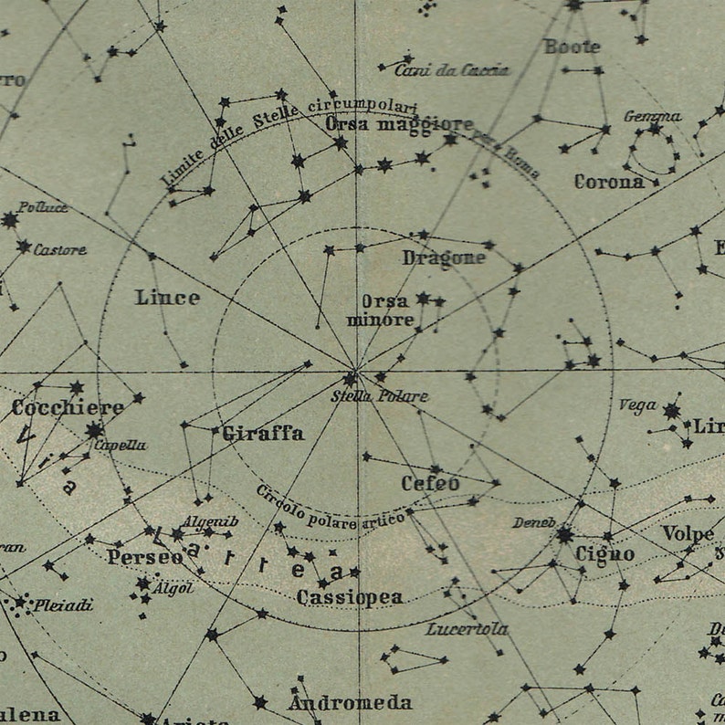 Antique Celestial Sphere Print Astronomy Chart Northern - Etsy